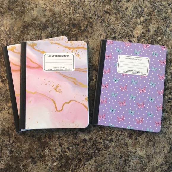 Jot | Office | Jot3 Composition Books Pink Marble Butterflies | Poshmark